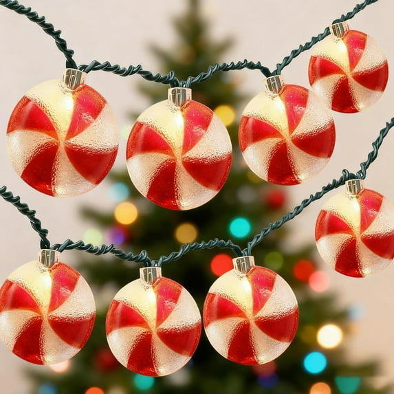 SRWEHG-Christmas Candy String Lights, 8.5Ft Peppermints Candy Lights ...