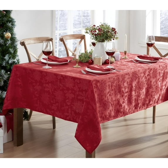 SRWEHG-Christmas Carol Holiday Noel Damask Fabric Tablecloth, 52 x 52 ...