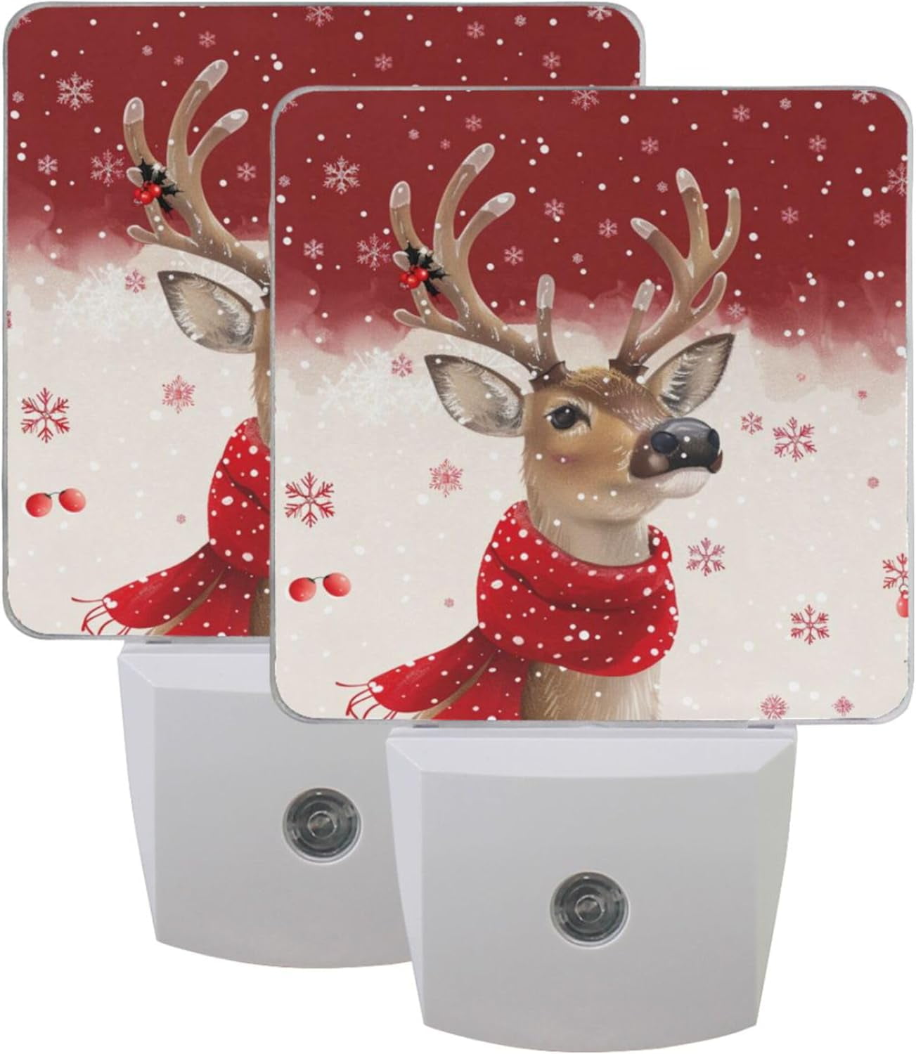 SRWEHG-Christmas Reindeer Red Night Light LED Sensor Set of 2 Winter ...