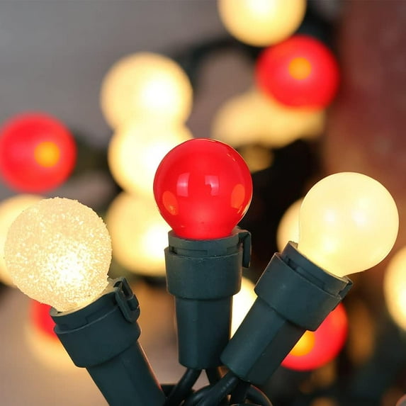 SRWEHG-Christmas String Lights 50 LED with Globe G15 Glass Bulbs ETL ...
