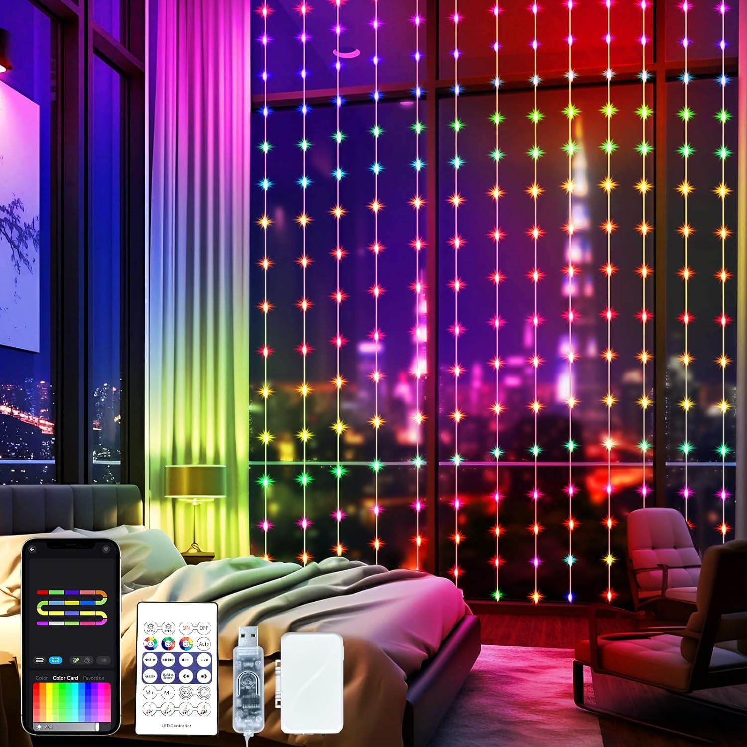 SRWEHG-Color Changing 16ft 50LED Smart Fairy Lights with Music Sync APP ...