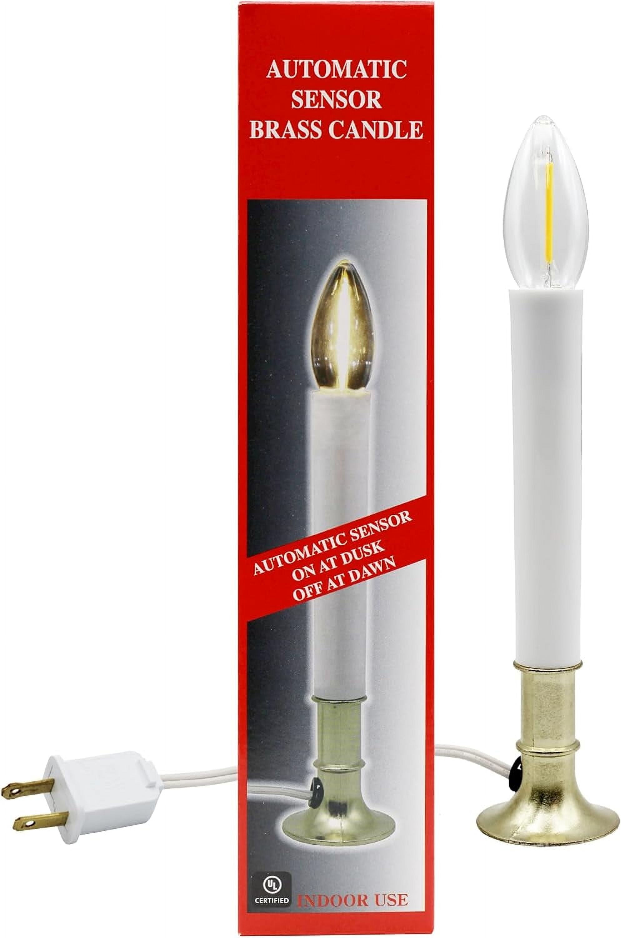 SRWEHG-Electric Window Candle Lamp with LED Bulb, Brass Plated Base ...