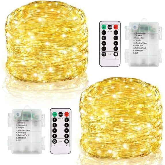 SRWEHG-Fairy Lights Battery Operated, 2 Pack 20FT 60 LED Twinkle Lights ...