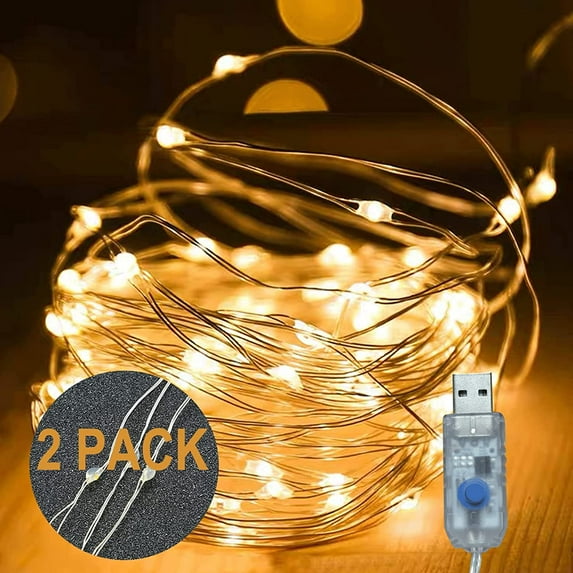 SRWEHG-Fairy Lights Plug in 2 Pack, 8 Modes 33ft 100 LED Firefly ...