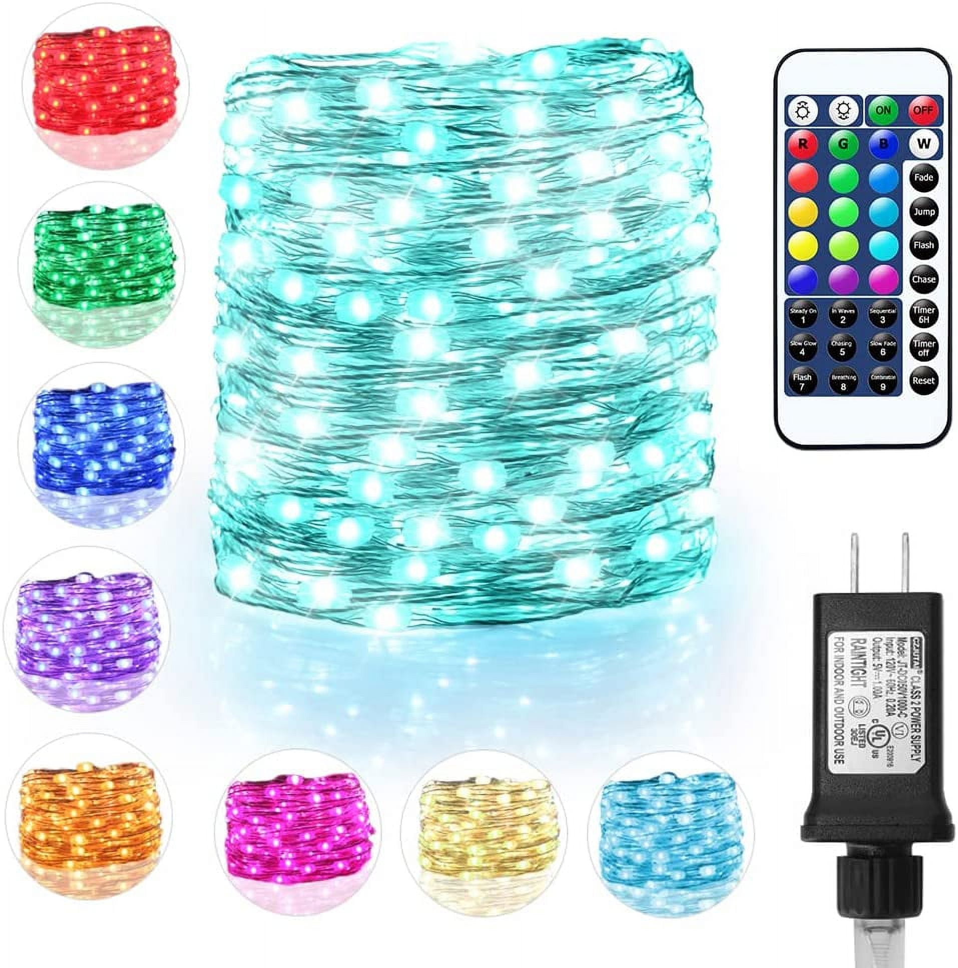 SRWEHG-Fairy Lights Plug in, 16 Color Changing, 40ft 120 LED Twinkle ...