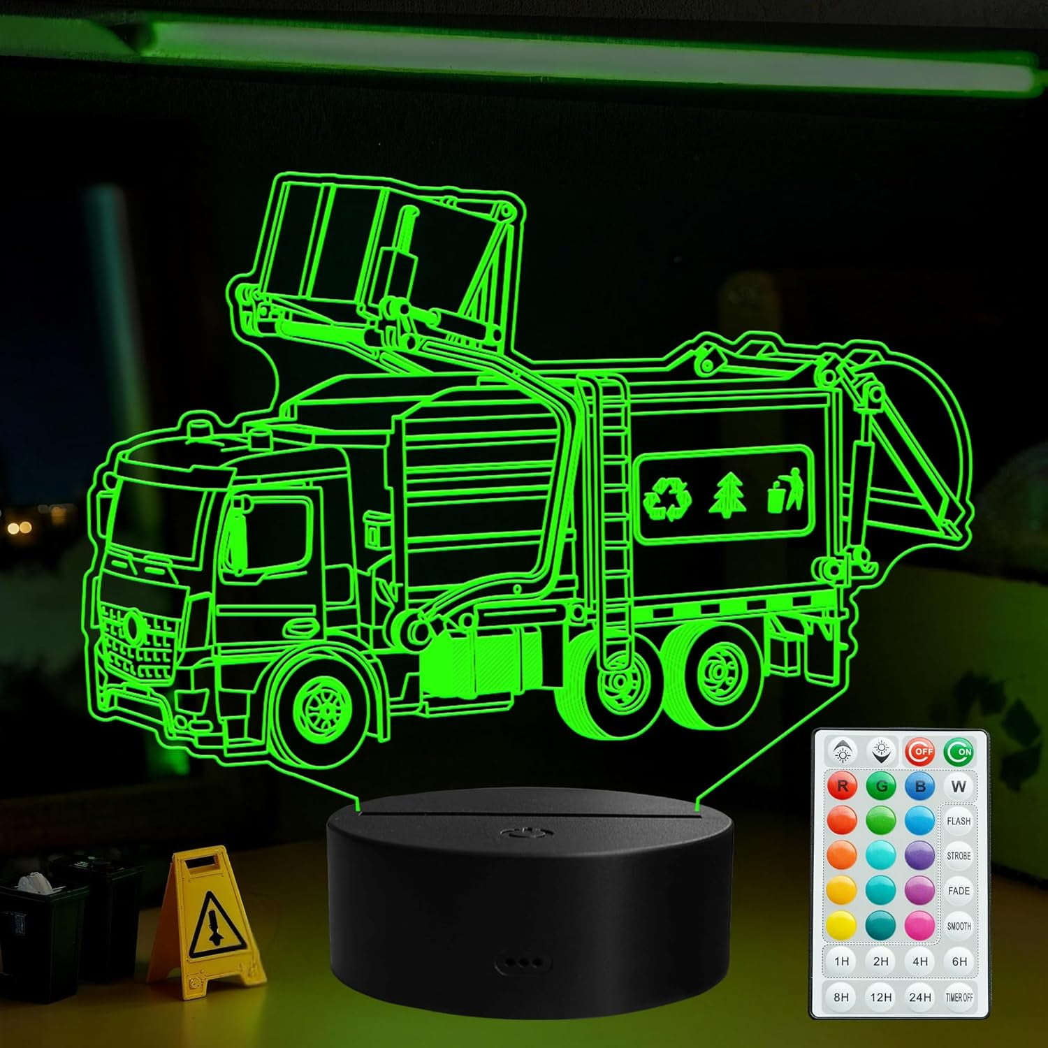 SRWEHG-Garbage Truck Night Light, Garbage Truck Gifts, 3D Illusion Lamp ...