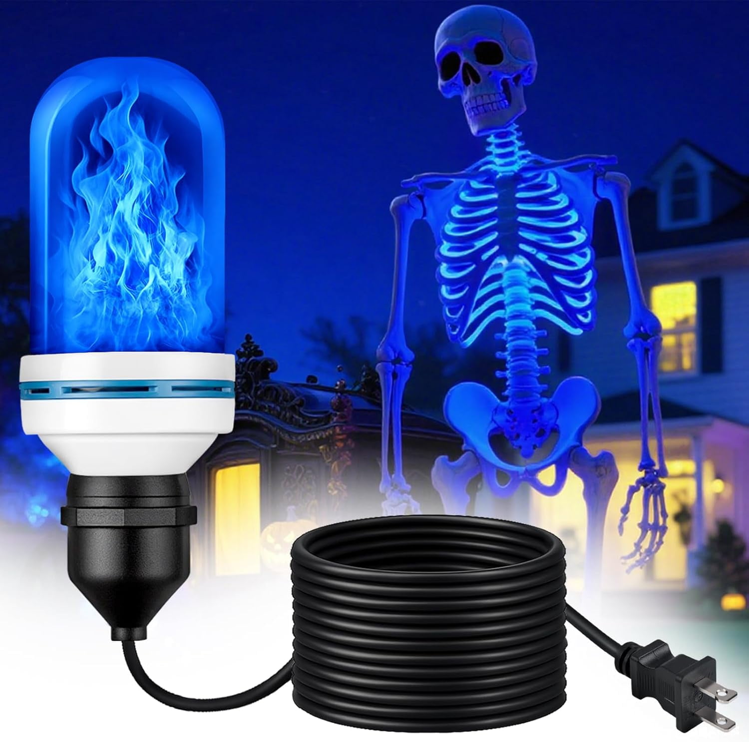 SRWEHG-Halloween Skeleton Lighting Kit,4 Modes LED Blue Flame Light ...