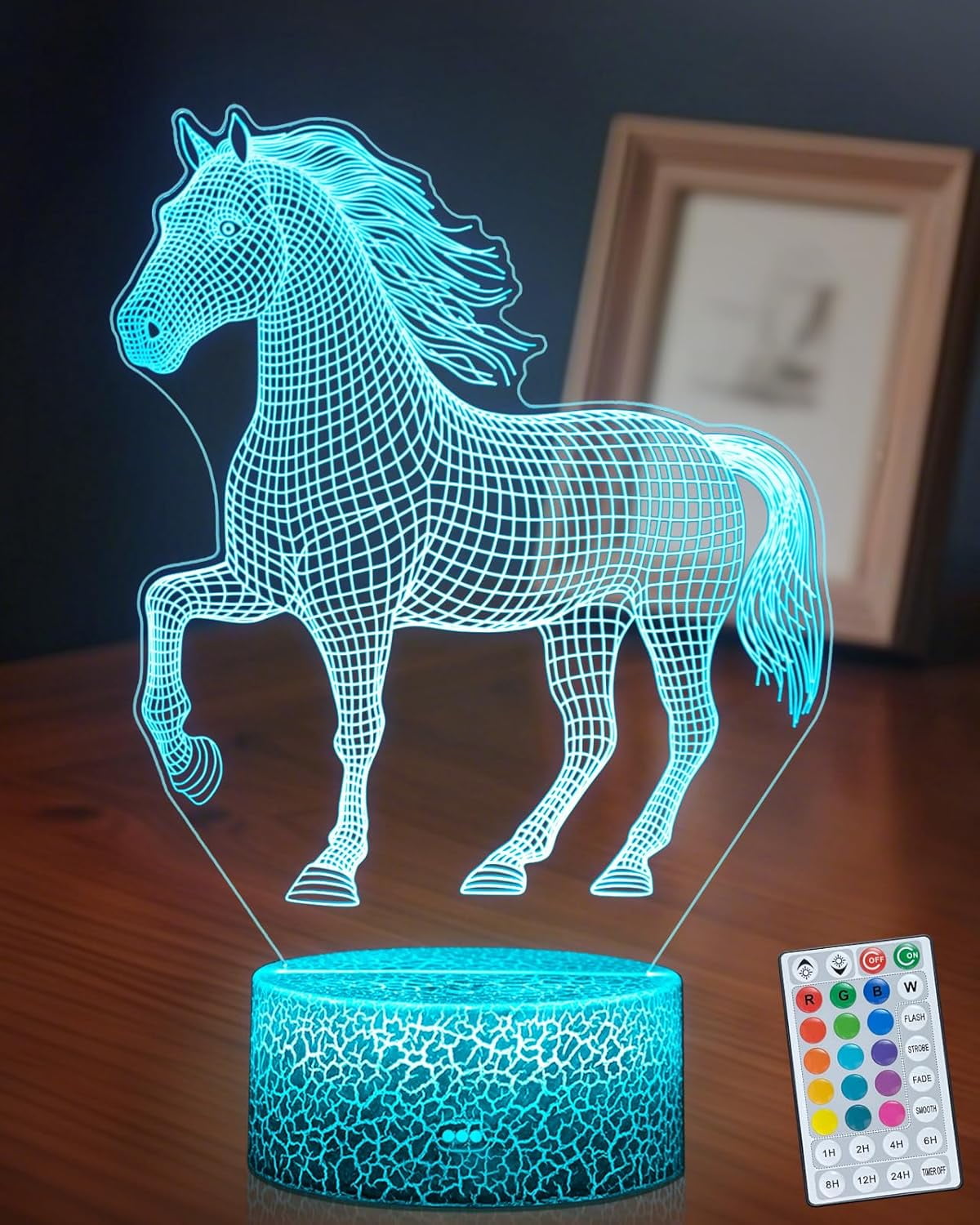 SRWEHG-Horse Night Light,16 Colors Changing, LED Illusion Horse 3D Lamp ...
