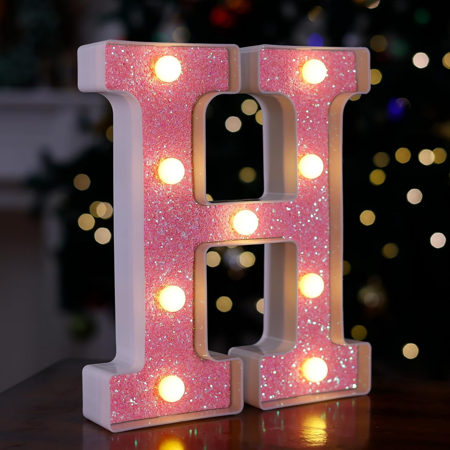 SRWEHG-LED Letter Lights Pink Glitter Marquee Letters Light Up Alphabet ...