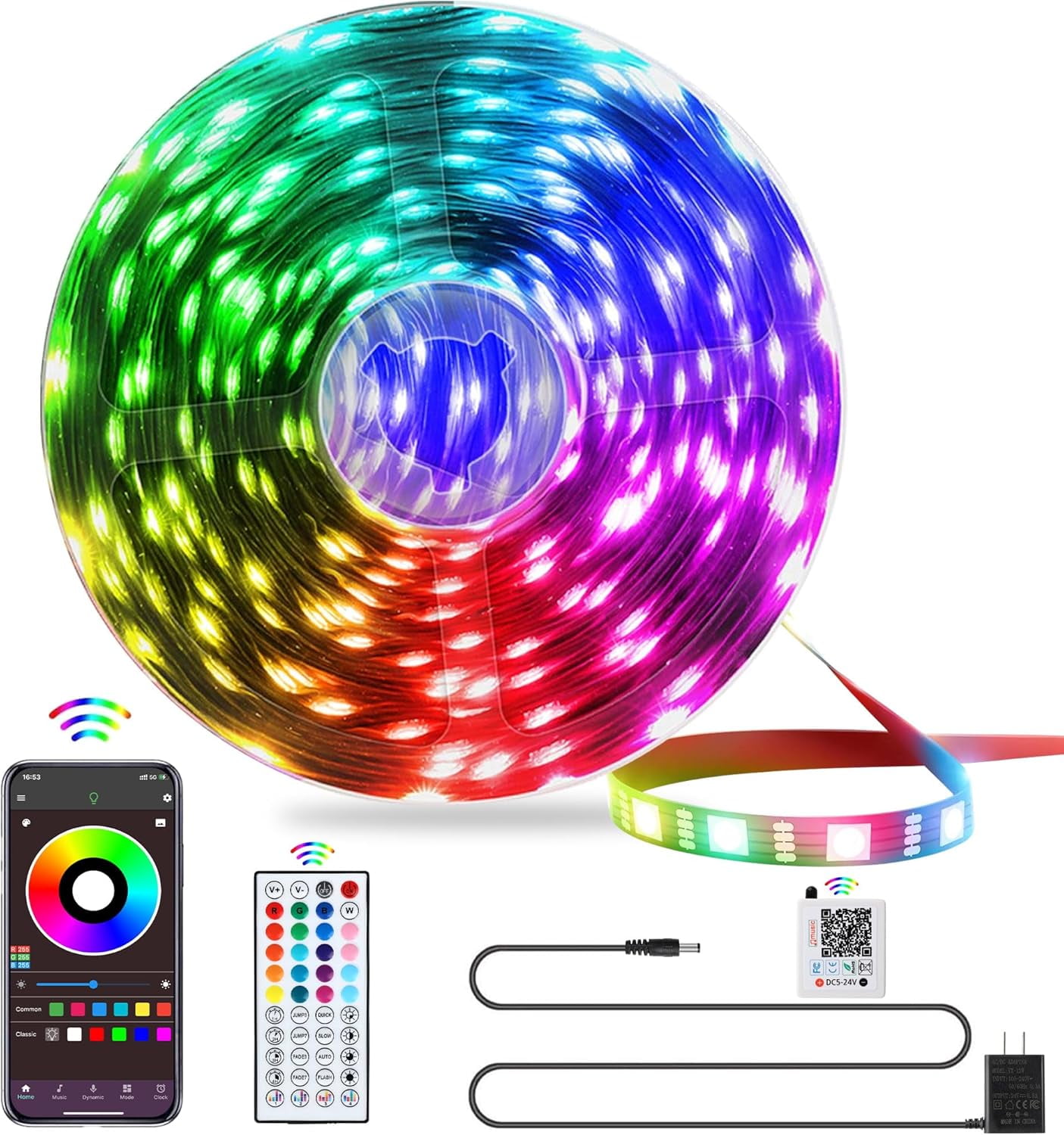 SRWEHG-LED Lights for Bedroom, 25FT RGB LED Strip Lights with 44 Keys ...