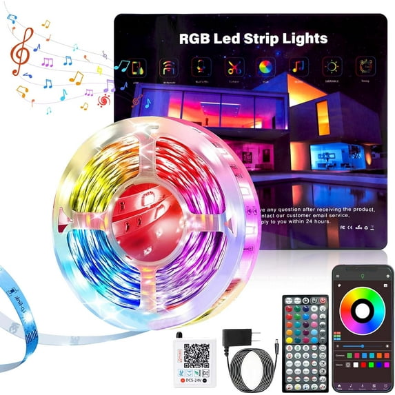 SRWEHG-LED Lights for Bedroom 50FT, RGB LED Strip Lights Music Sync ...