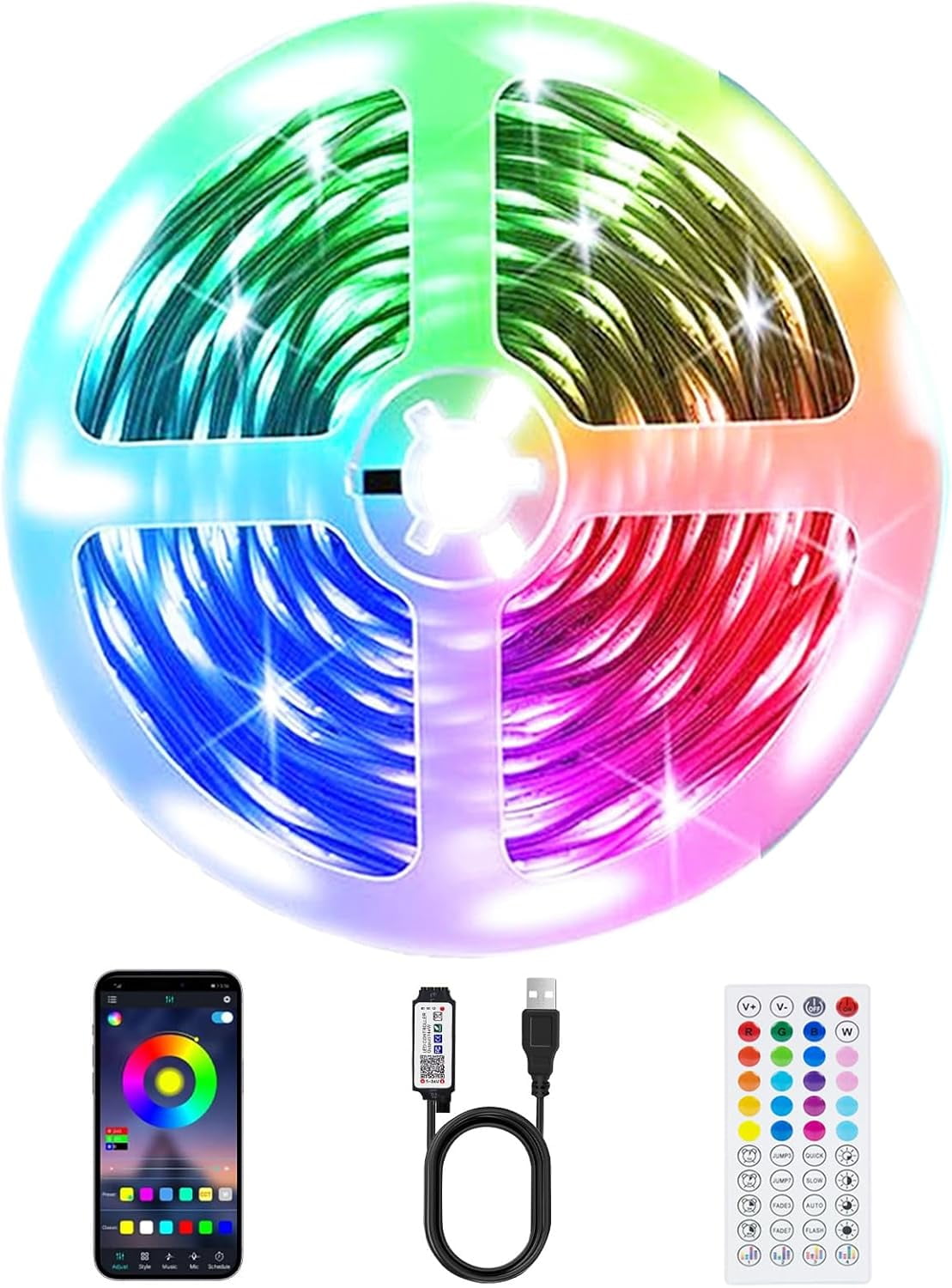 SRWEHG-LED Lights for TV,3.28ft Music Sync RGB Backlight with Remote ...