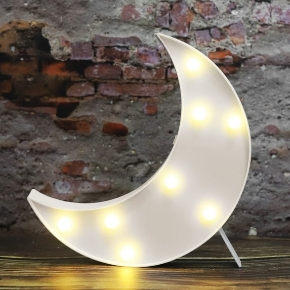 SRWEHG-LED Moon Shaped Marquee Signs, Light Up Night Lights Battery ...