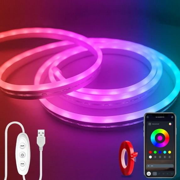 SRWEHG-LED Neon Lights6.6ft USB Powered LED Strip Lights5V Music Sync ...