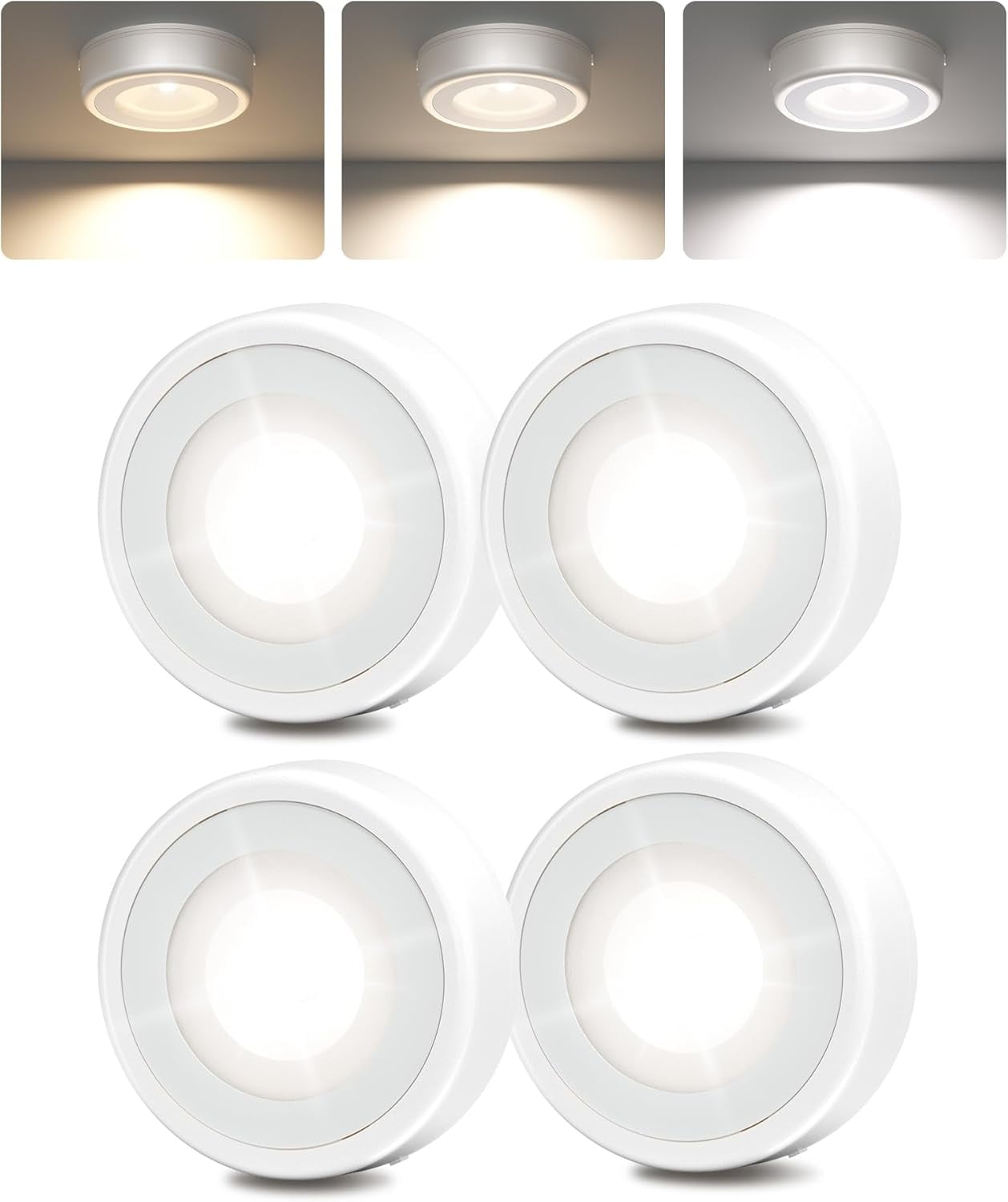 SRWEHG-LED Puck Lights, 50Lumens, Touch Light, 2.5'' Mini Tap Light ...