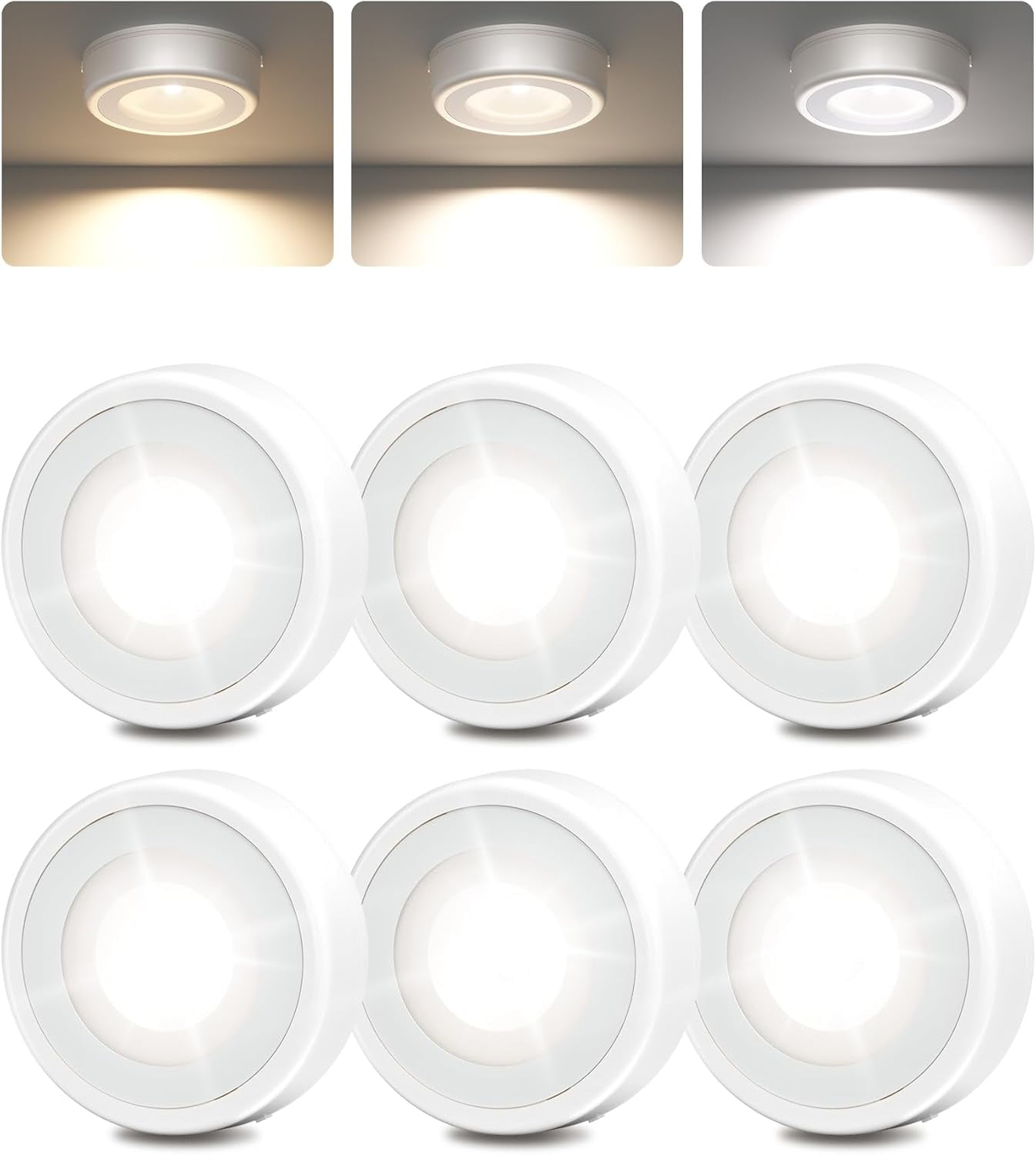 SRWEHG-LED Puck Lights, Rechargeable Sitck On Tap Lights, Wireless ...