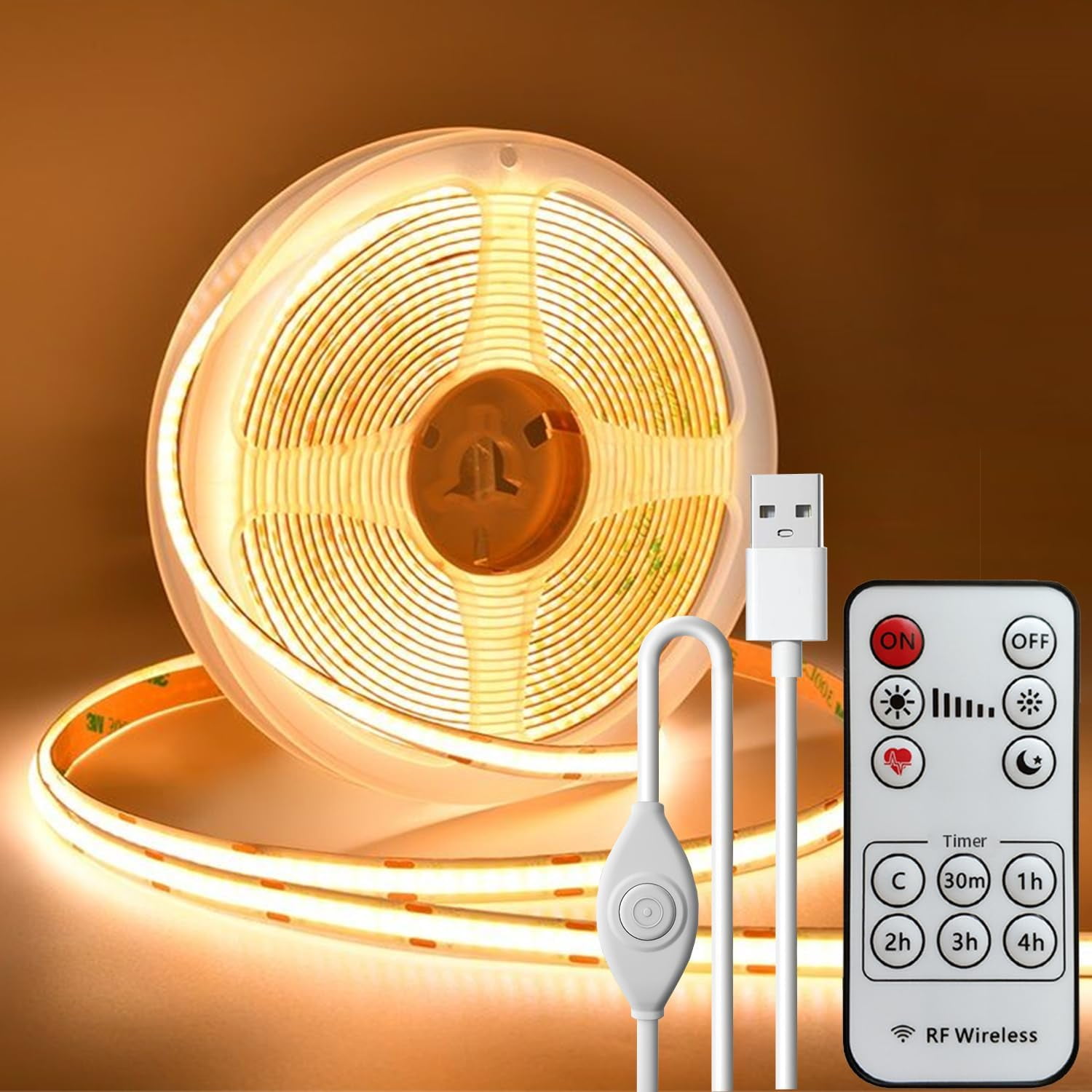 SRWEHG-LED Strip Lights, 6.56ft 5V COB LED Light Strip Dimmable with ...