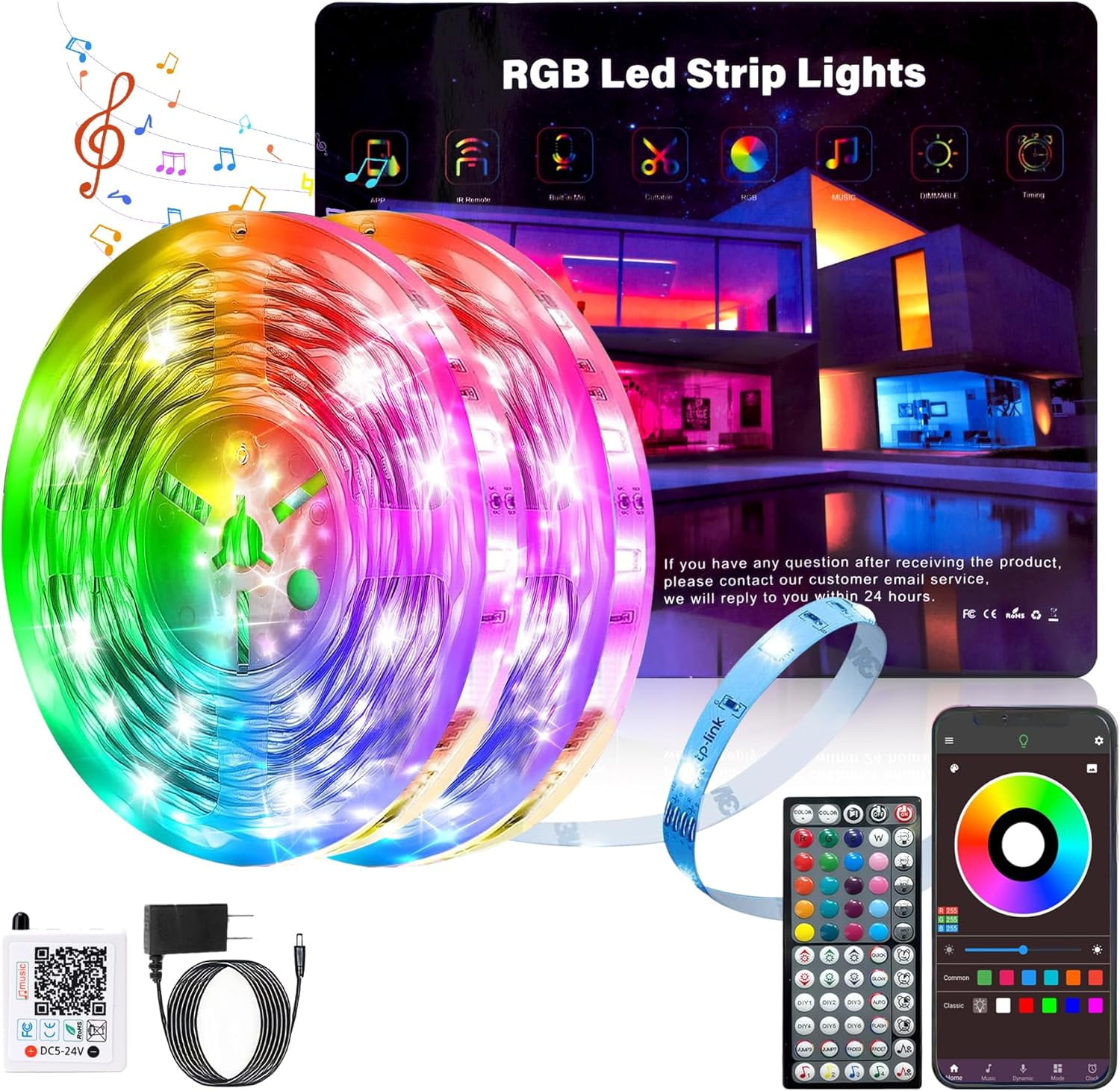 SRWEHG-Led Lights for Bedroom 140ft Color Changing RGB Led Strip Lights ...