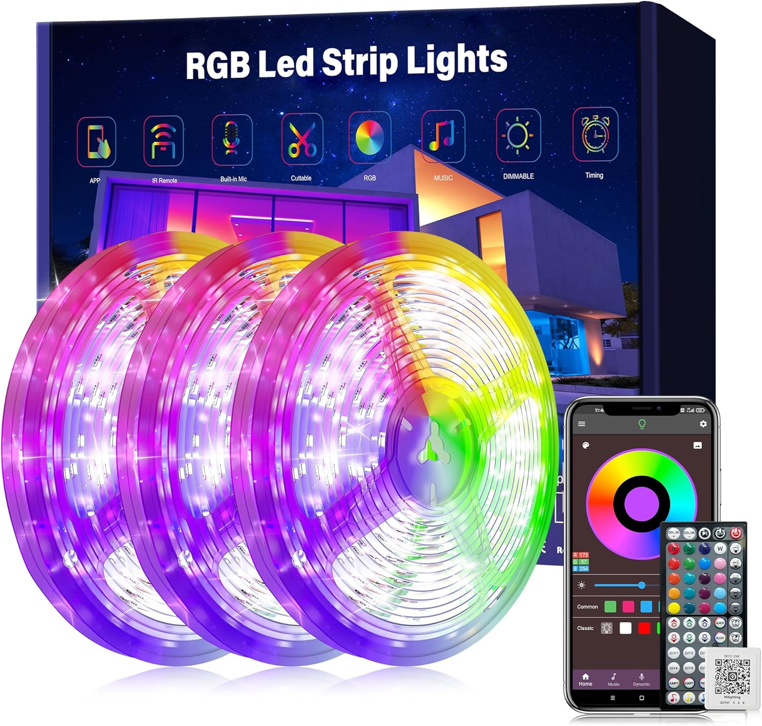 SRWEHG-Led Lights for Bedroom 300ft Music Sync Color Changing Led Strip ...
