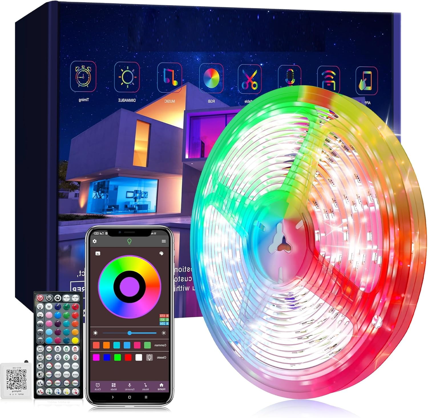 SRWEHG-Led Lights for Bedroom 50 ft, Color Changing Led Strip Lights ...