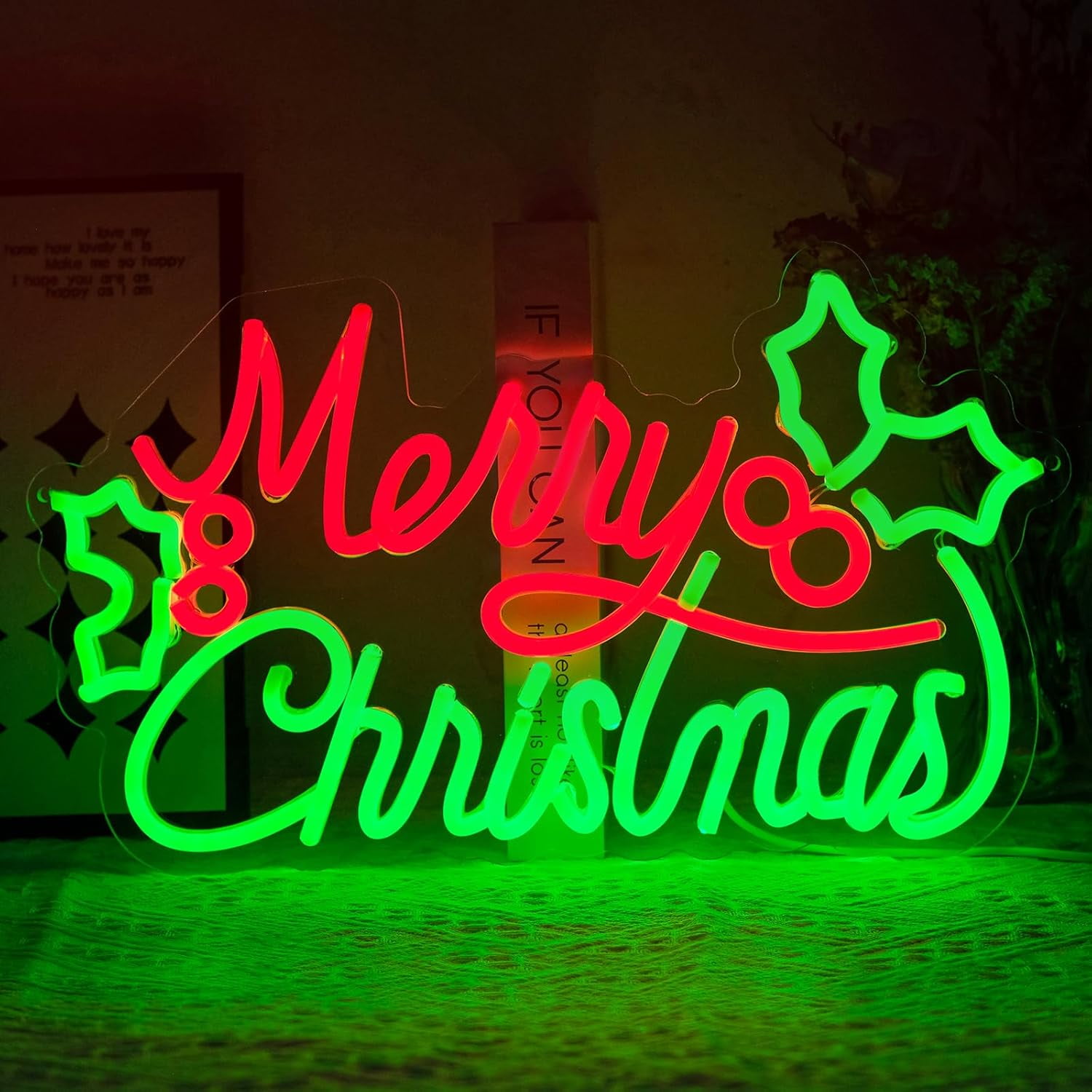 SRWEHG-Merry Christmas Neon Signs for Wall Decor Dimmable Merry Xmas ...