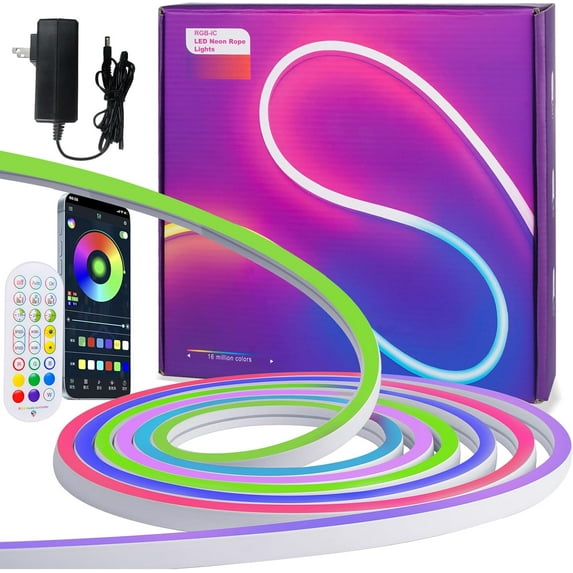 SRWEHG-Neon IC+RGB LED Strip Lights, 24V 16.4Ft Smart Music Sync Color ...
