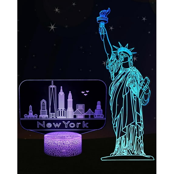 SRWEHG-Night Light Statue of Liberty, New York Landmark 3D Illusion ...