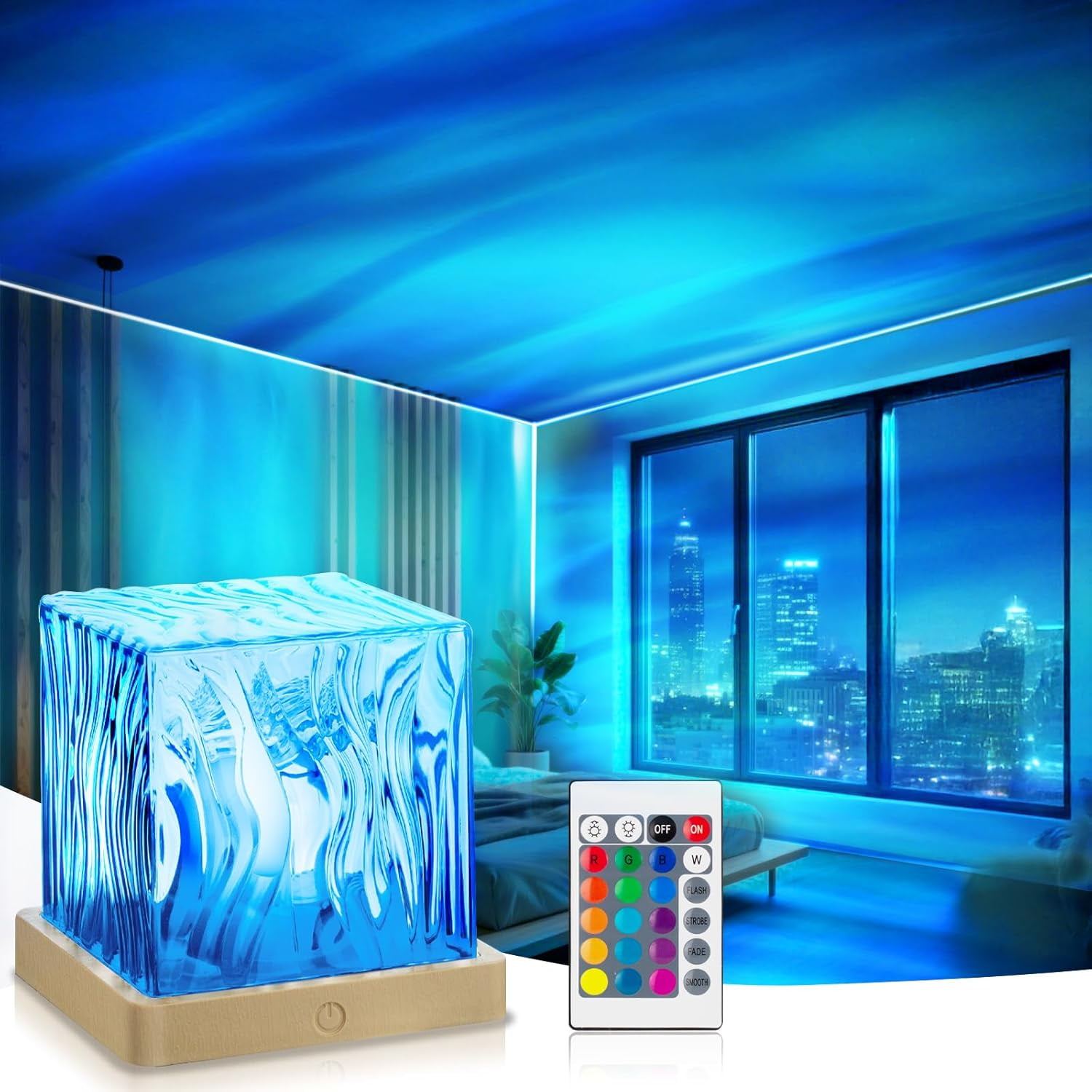 SRWEHG-Northern Lights Projector,16 Colors Luminorthe Cube Lamp with ...