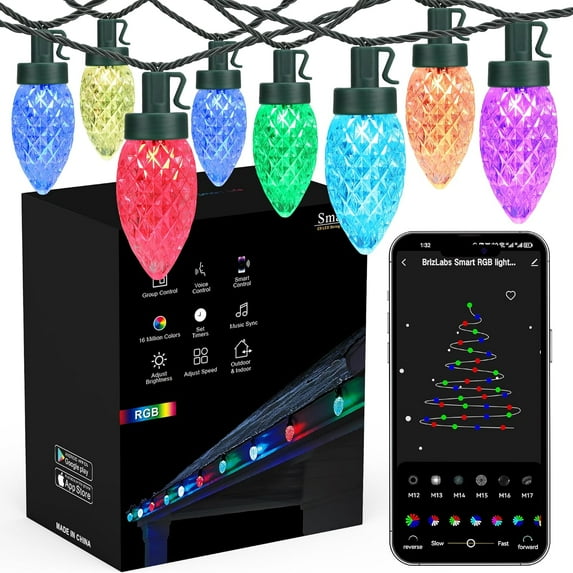 SRWEHG-(Not Connectable Smart C9 Christmas Lights, 39FT 60 LED WiFi ...
