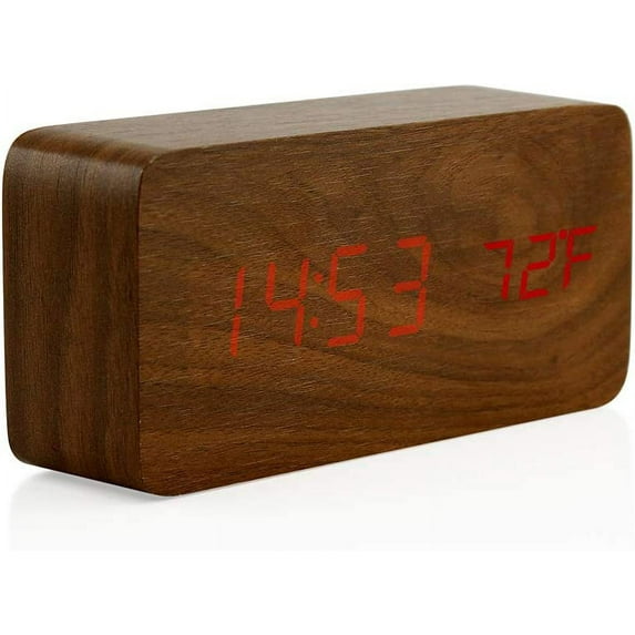 SRWEHG-OCT17 Wooden Digital Alarm Clock, Multi-Function Smart Alarm ...