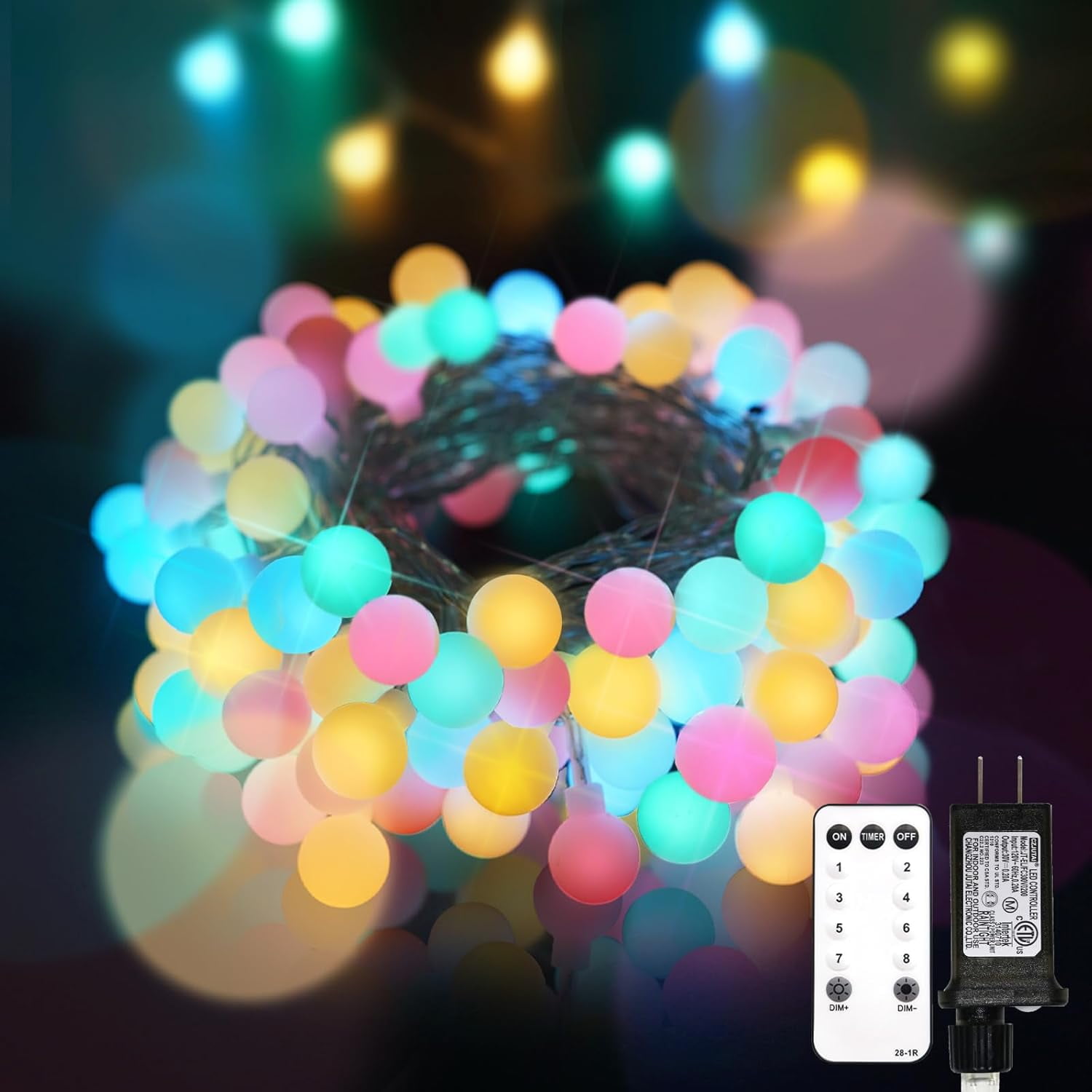SRWEHG-Pastel Christmas Lights, 66ft 200 Led Connectable Globe String ...