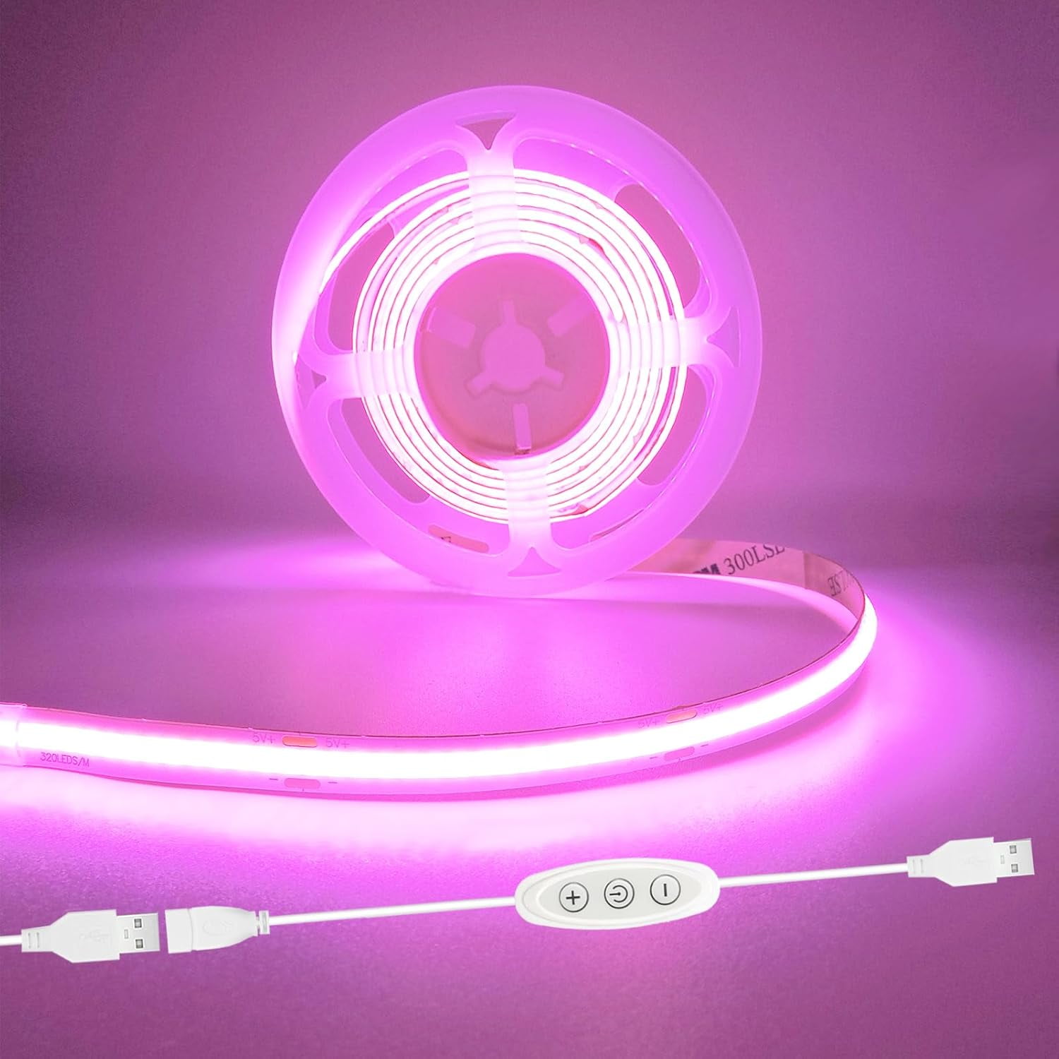 SRWEHG-Pink LED Strip Lights USB 5V 4.9ft Small Dimmable COB Light ...