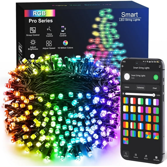SRWEHG-Pro Smart Christmas Lights, 66ft 200 LED WiFi Christmas Tree ...