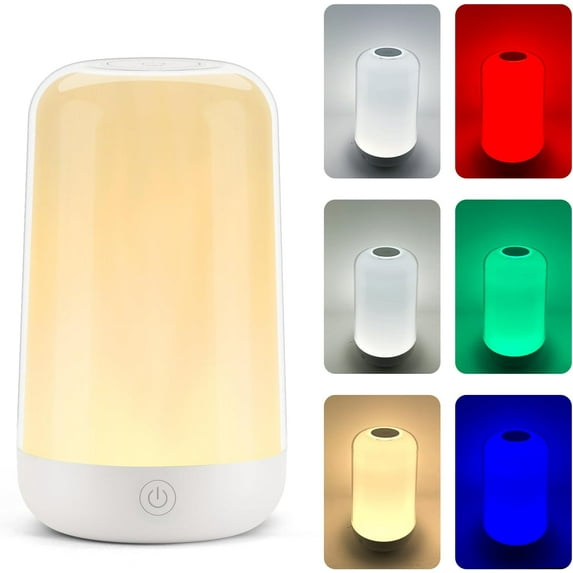 SRWEHG-RGB Touch Bedside Lamp for Nightstand, 3 Color Temperatures ...