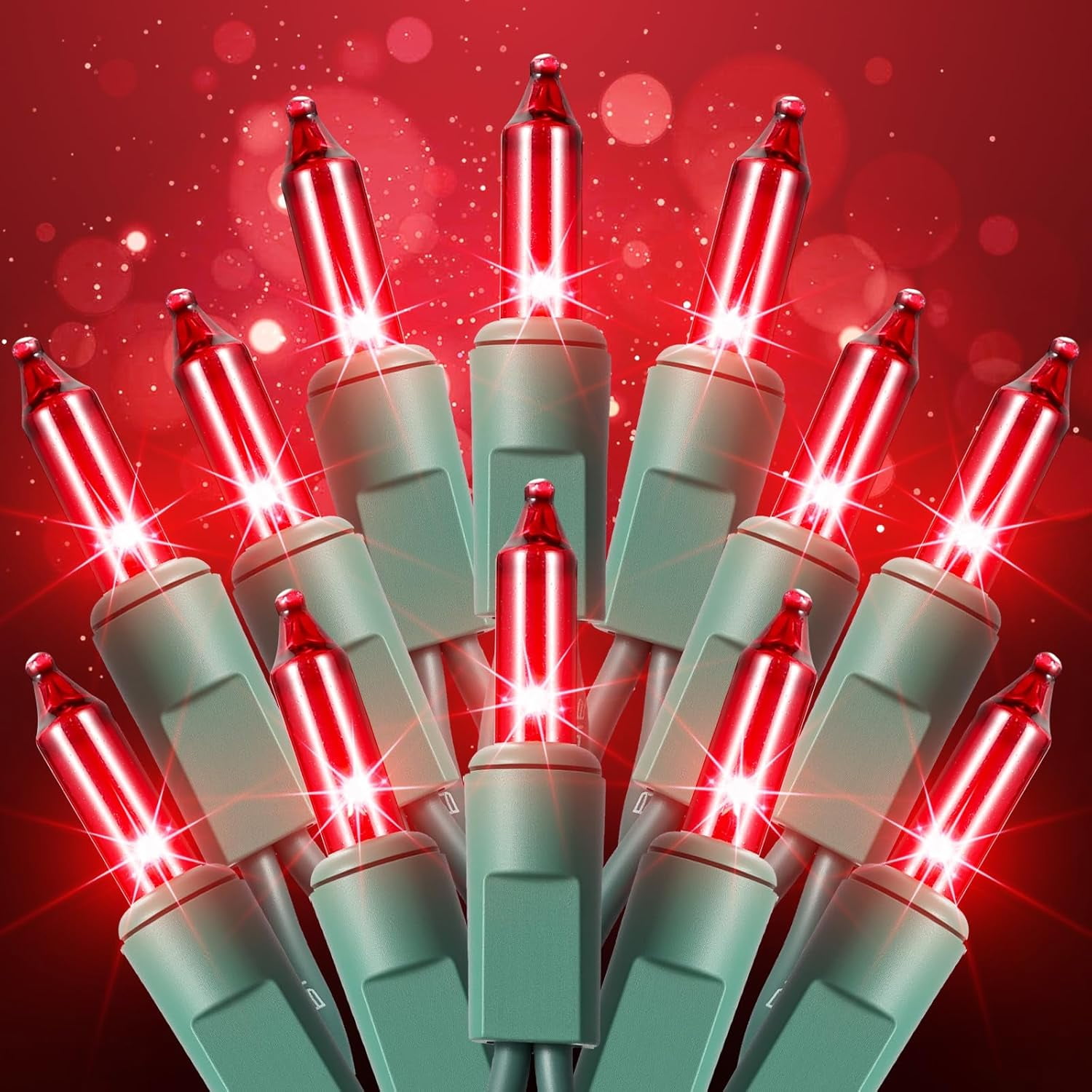 SRWEHG-Red Christmas String Lights 100 Count, 21ft Red Incandescent ...