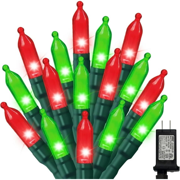 SRWEHG-Red Green Christmas Mini Lights, 32.5FT 100 LED String Lights ...