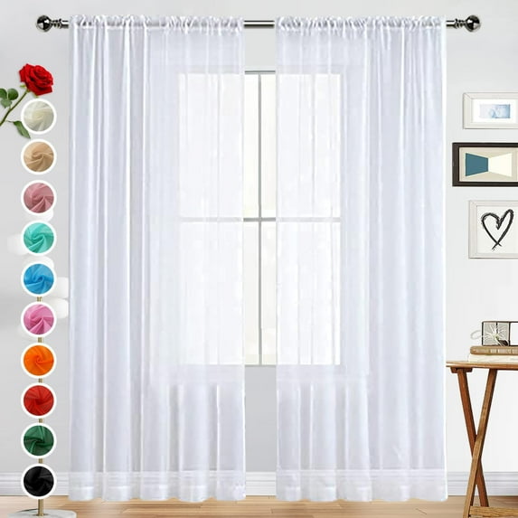 SRWEHG-Sheer Voile Window Treatment Rod Pocket Curtain Panels for ...