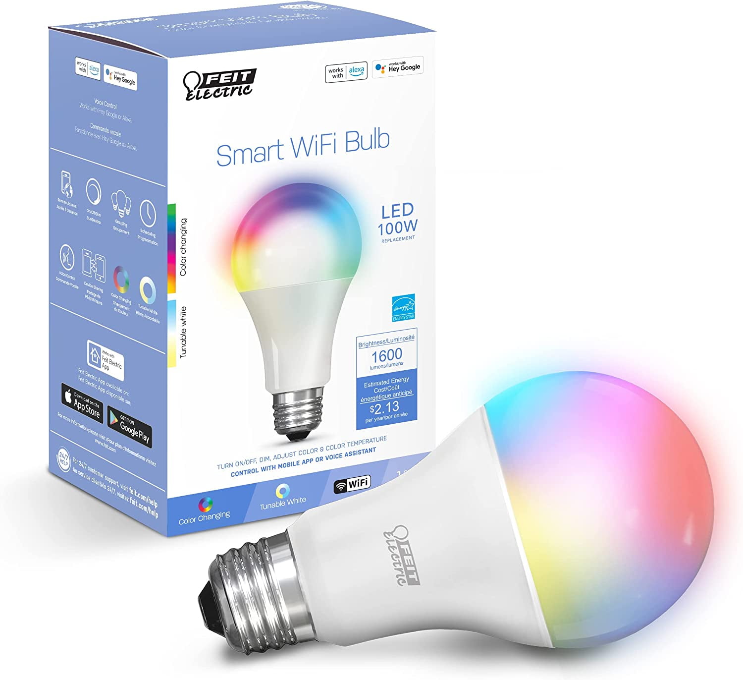 SRWEHG-Smart Bulb, 100W Equivalent Color Changing and Tunable White, 2 ...