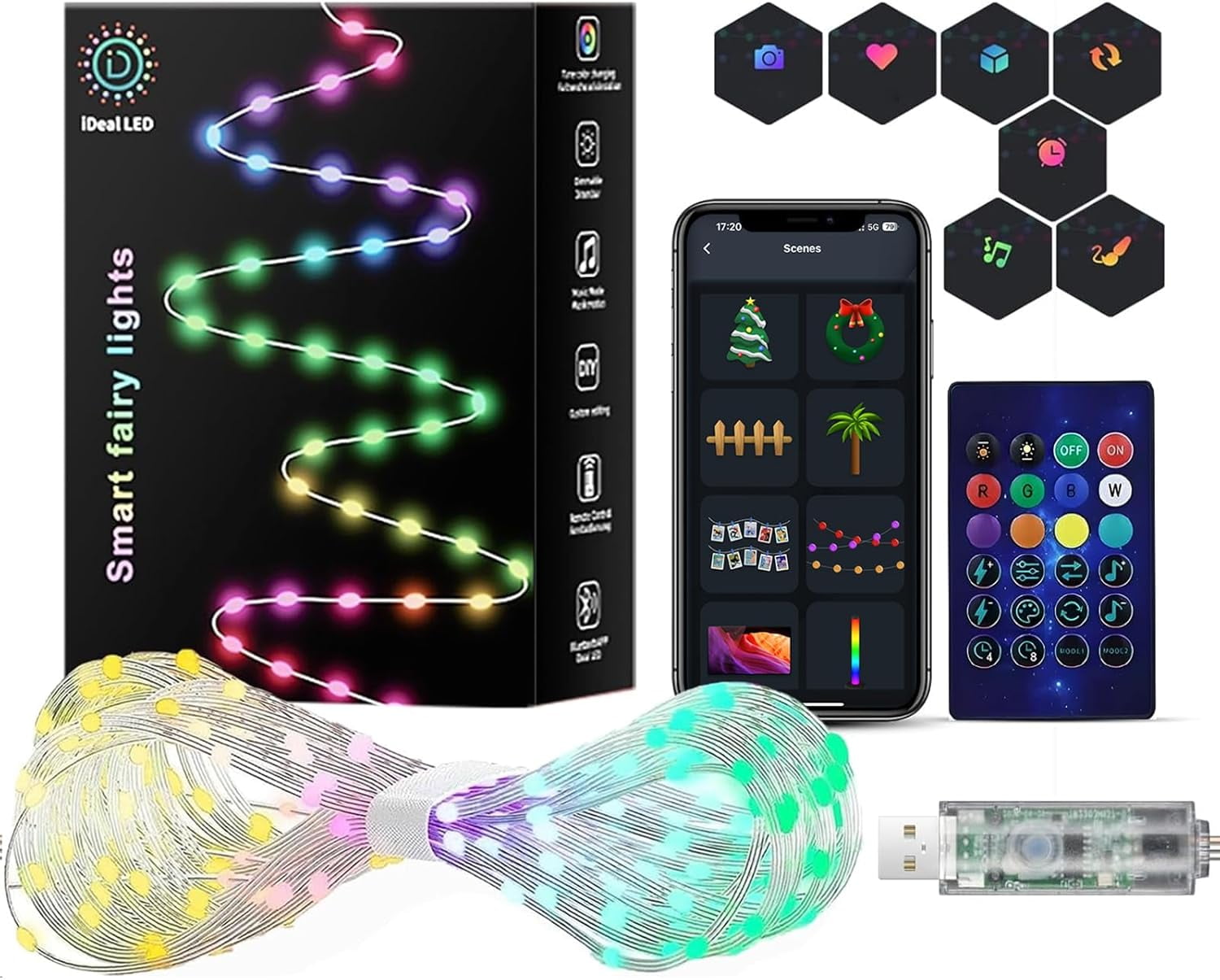 SRWEHG-Smart Fairy Lights, 16.4Ft Color Changing String Lights w/Remote ...