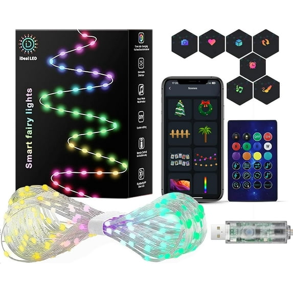 SRWEHG-Smart Fairy Lights, 16.4Ft Color Changing String Lights w/Remote ...