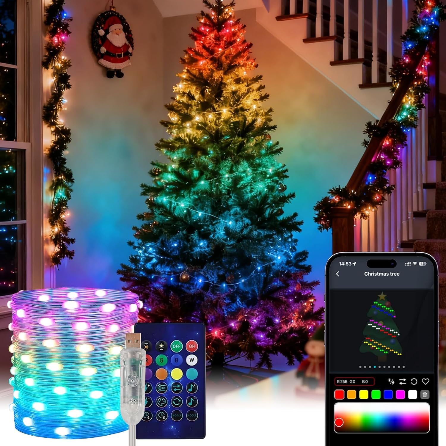 SRWEHG-Smart Fairy String Light 66Ft, Color Changing String Lights w ...
