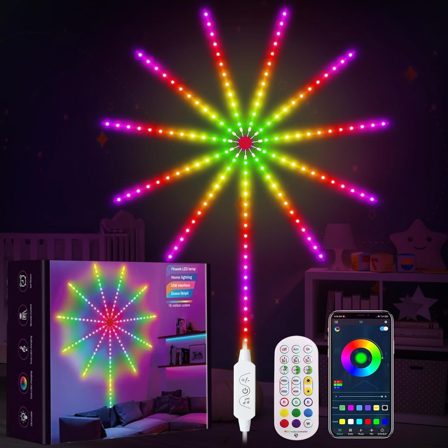 SRWEHG-Smart Firework LED Lights, ICRGB Dream Color LED Lights for ...