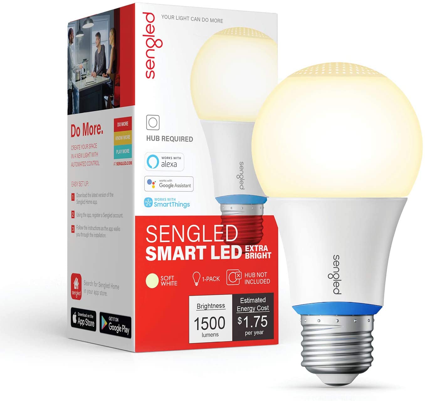 SRWEHG-Smart Light Bulbs 100W, Zigbee Hub Required, Soft White Smart ...