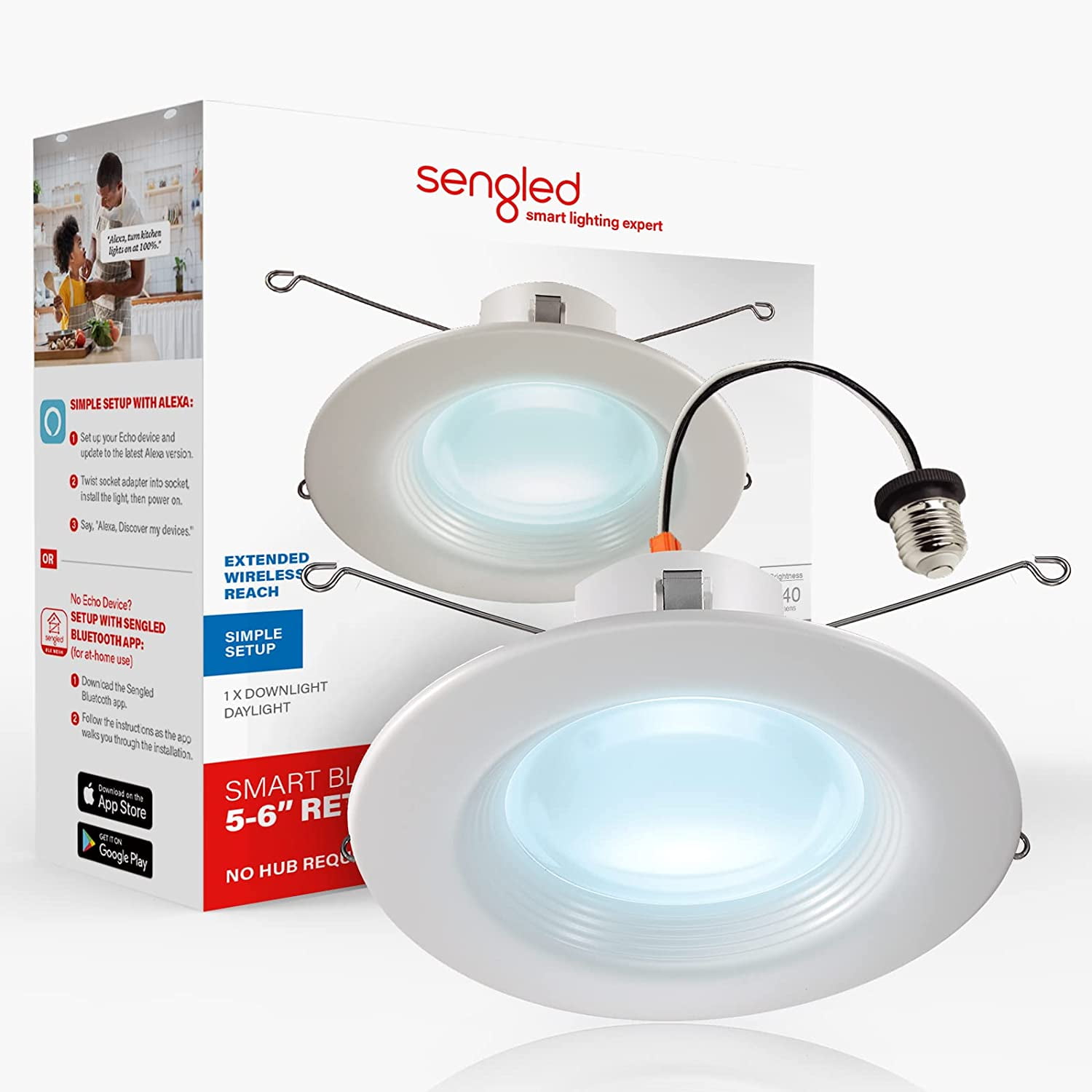 SRWEHG-Smart Recessed Lighting, 5/6 inch, S1 Auto Pairing with Alexa ...