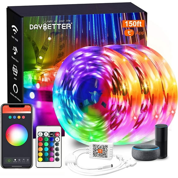 SRWEHG-Smart WiFi Led Lights for Bedroom 150 ft, Tuya App Controlled ...