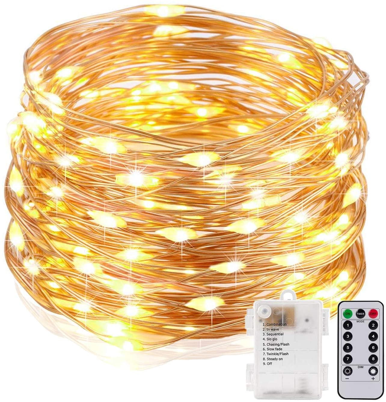 SRWEHG-String Lights,LED Copper Wire Lights, Each Set 33ft/10M 100LEDs ...