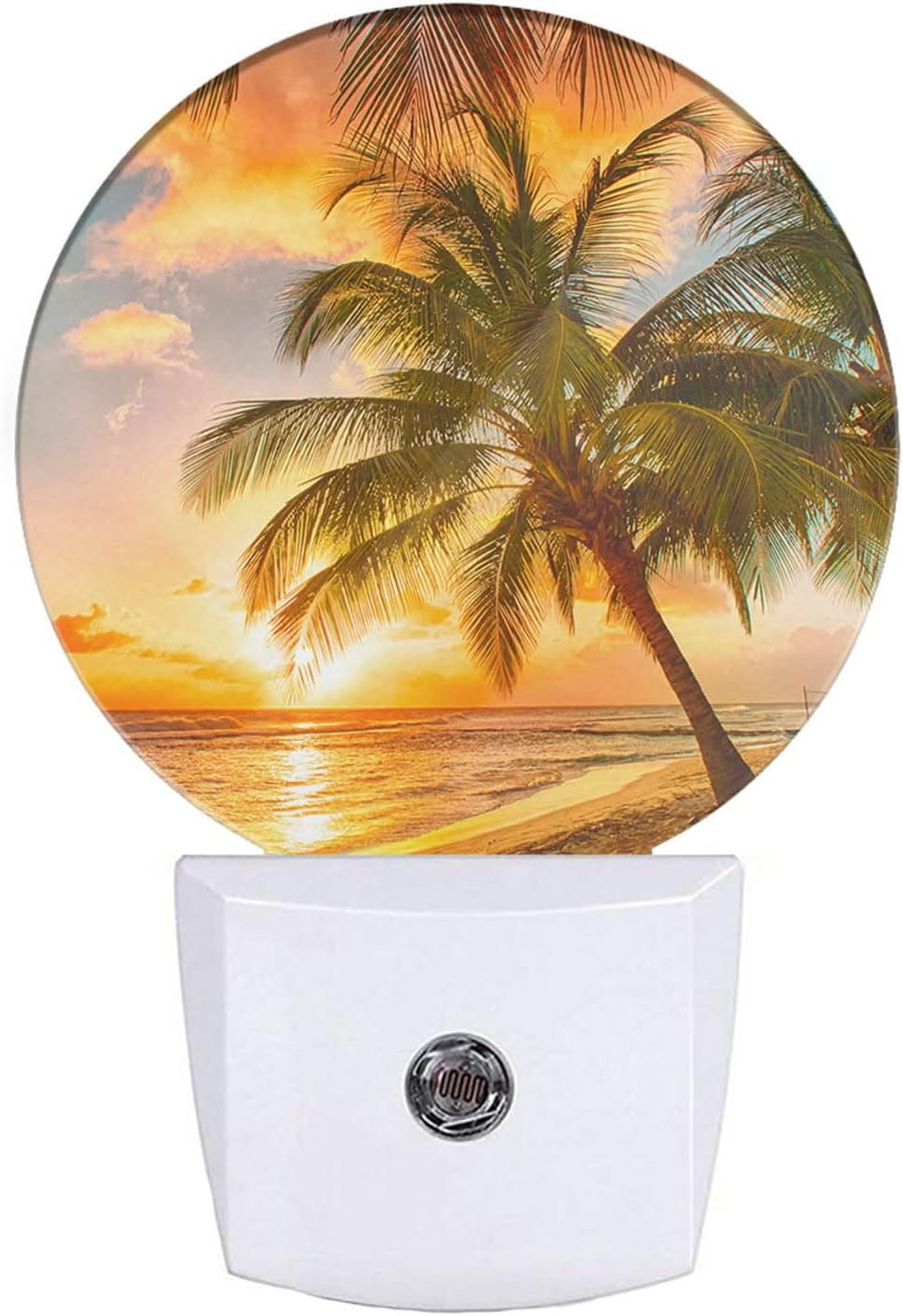 SRWEHG-Sunset Beach Night Light Summer Seaside Palm Tree Coastal Plug ...