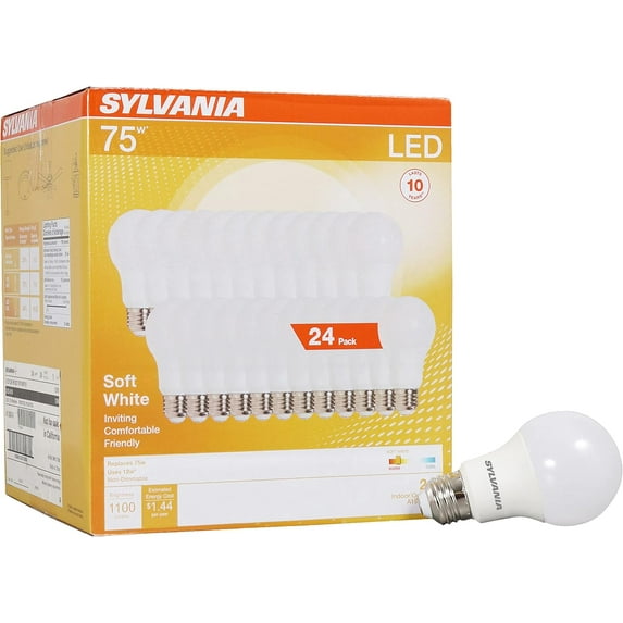 SRWEHG-Sylvania LED Light Bulb, 75W Equivalent A19, Efficient 12W ...