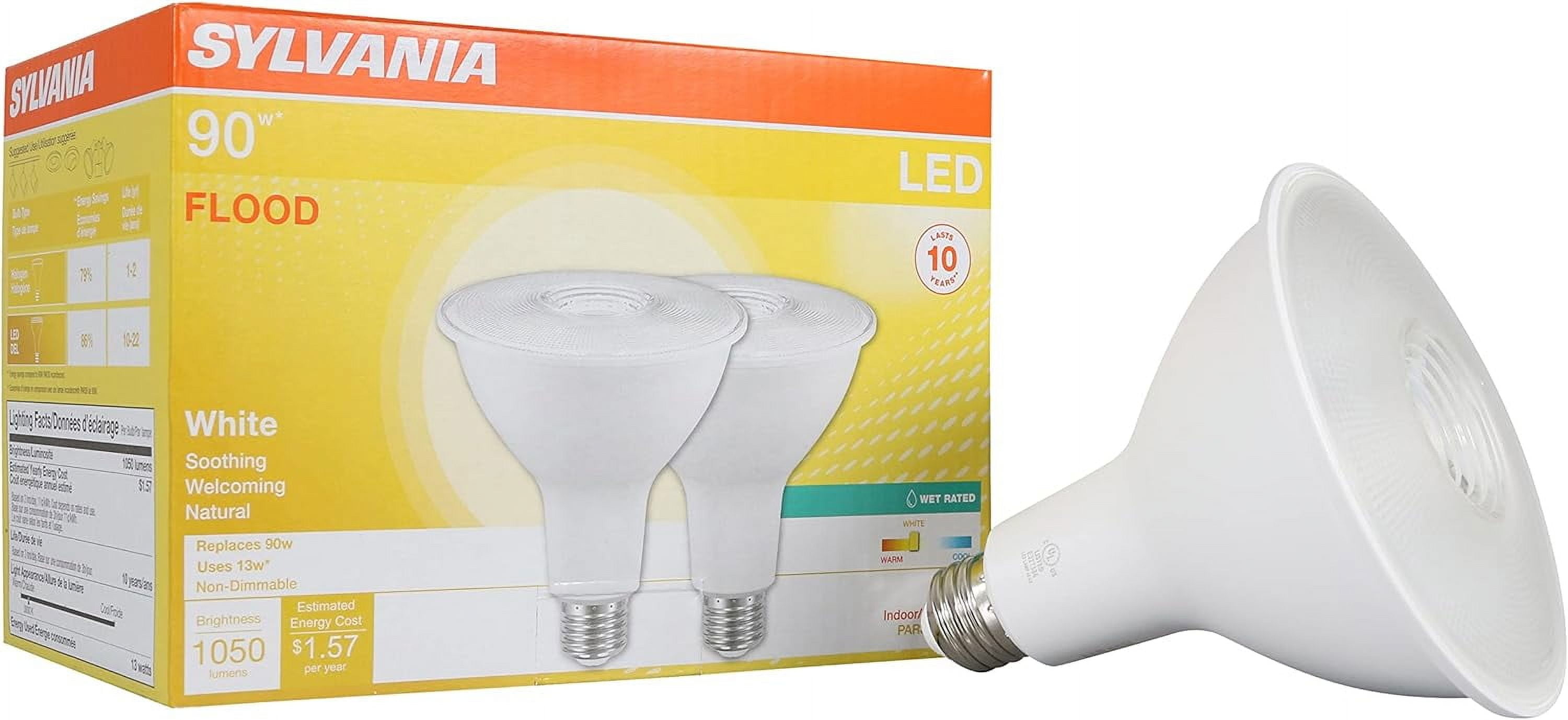 SRWEHG-Sylvania LED PAR38 Light Bulb, 90W = 13W, 10 Year, Non-Dimmable ...