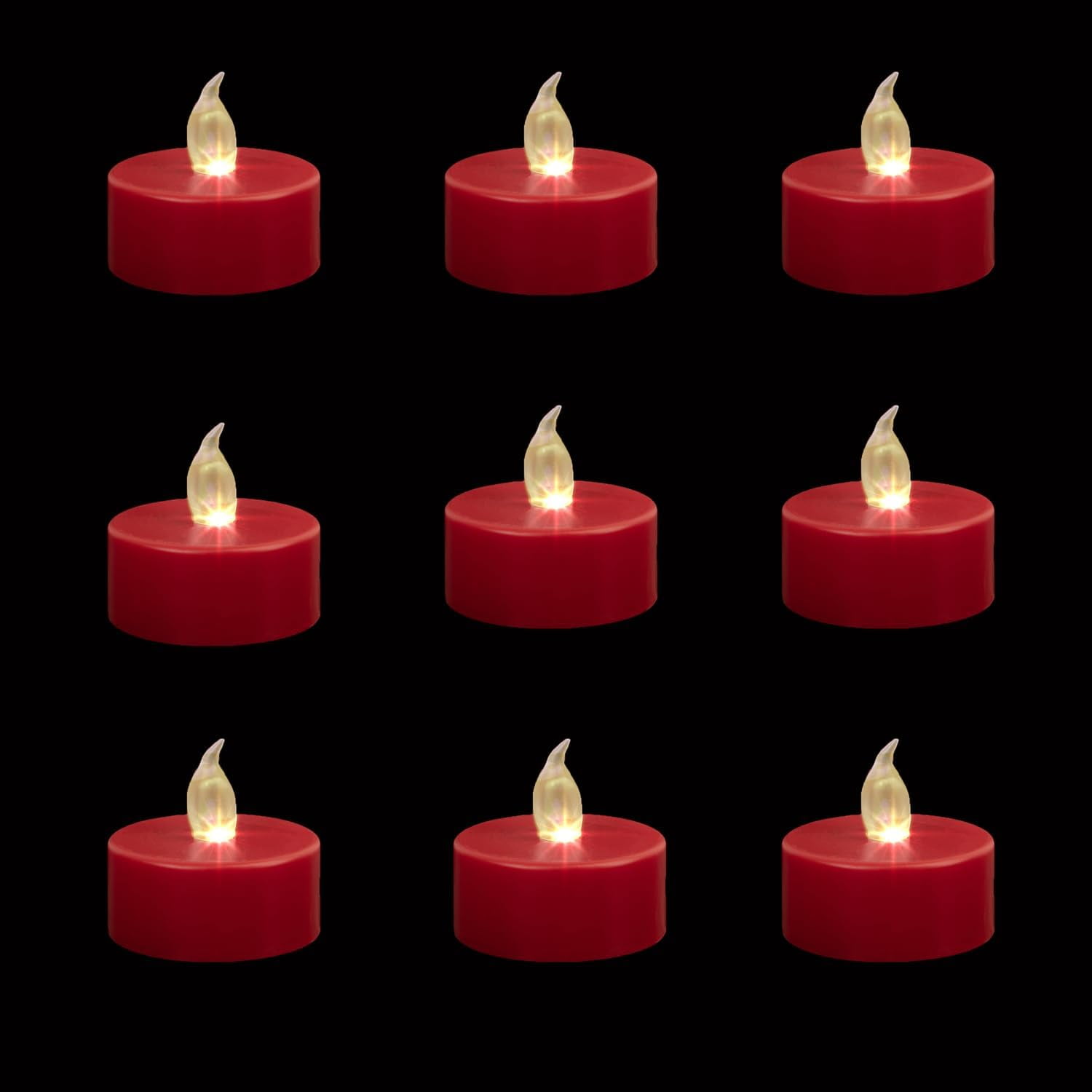 SRWEHG-Tea Lights Flameless Battery Operated Candles-24 Pack Red LED ...
